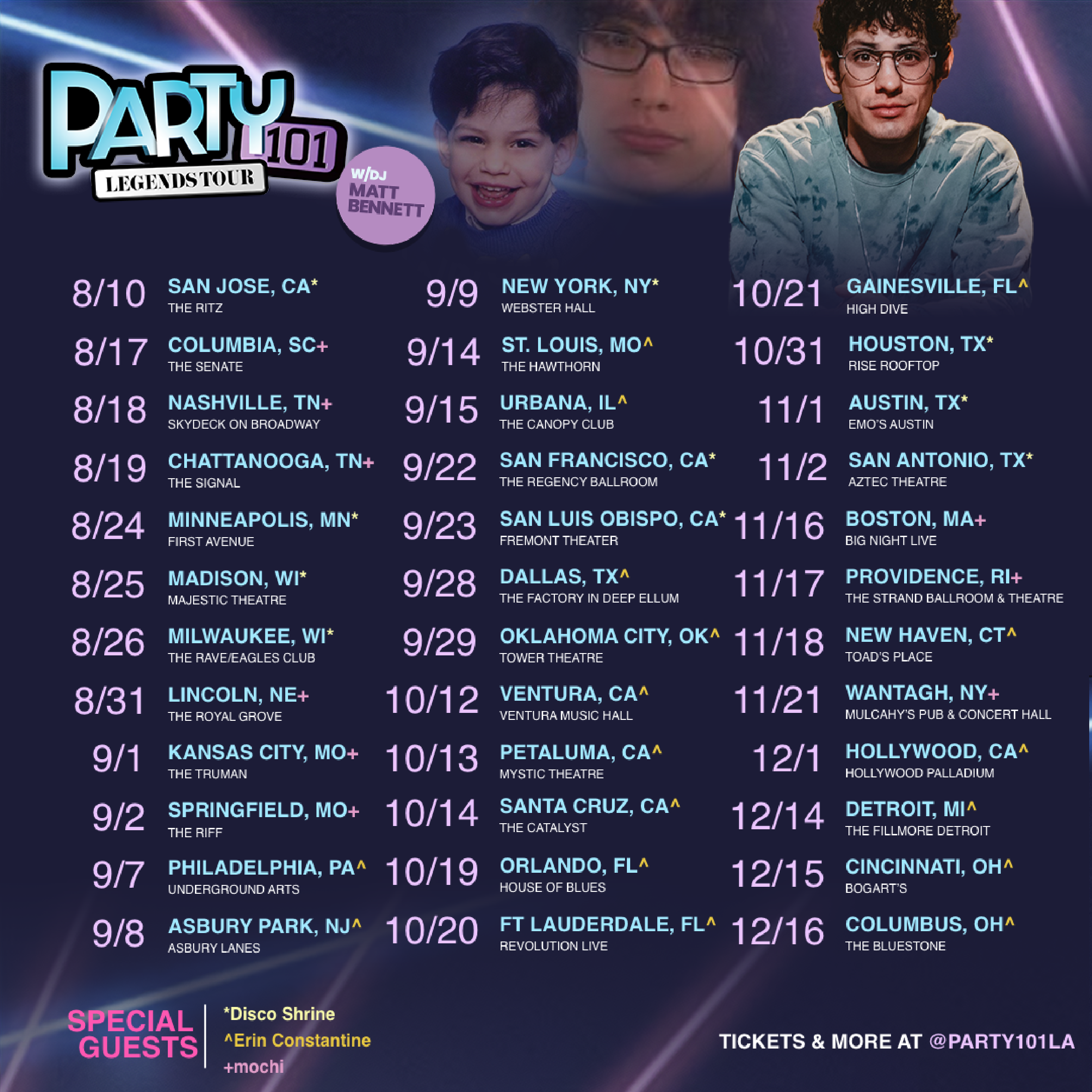 The Party101 Legends Tour w/ DJ Matt Bennett by Party101